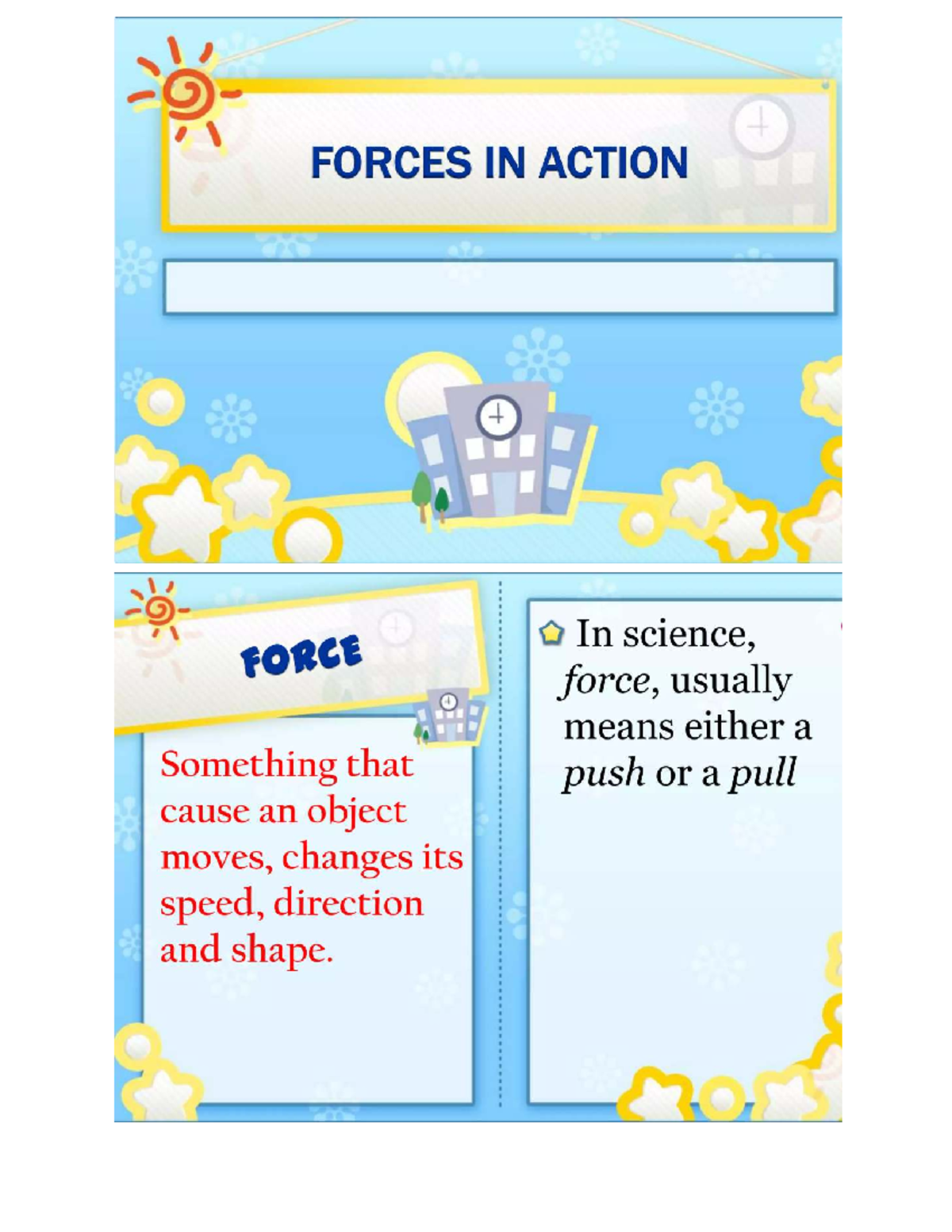 Force & Motion - Lesson Notes (Course Code: MOSS G H D B A E F) - Studocu