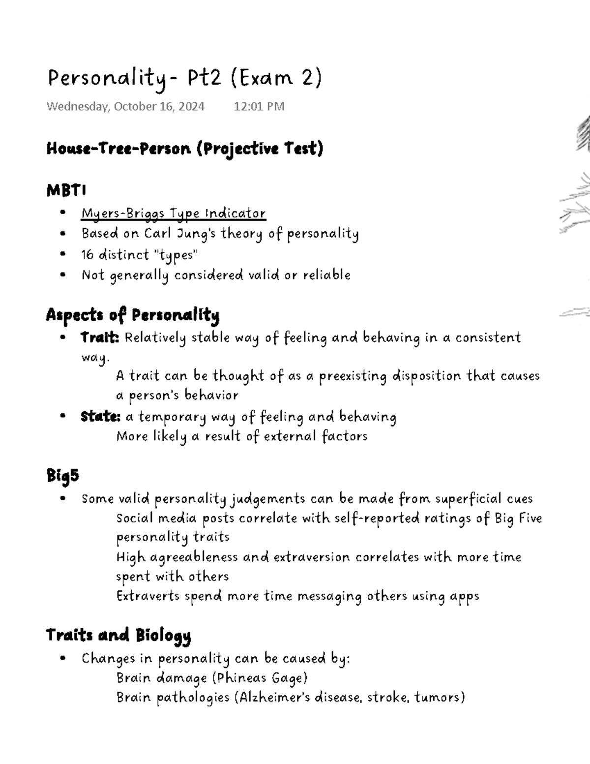 Personality Theories and Assessment - Part 2 (Exam 2) - House-Tree ...