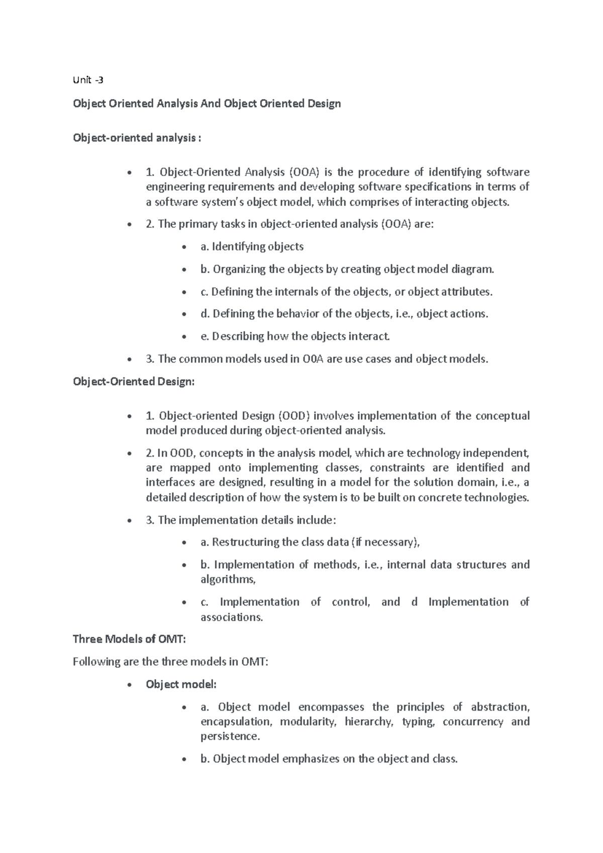 Unit 3: Object-Oriented Analysis & Design Concepts - Studocu