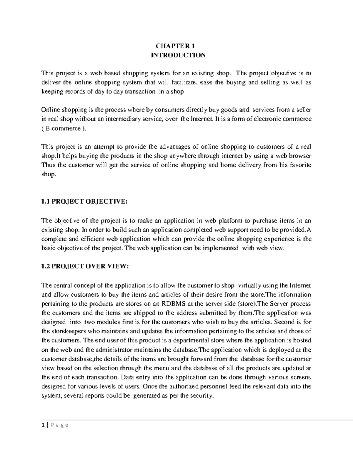 E-COM 101: Web-Based Shopping System Report for Project Analysis - Studocu