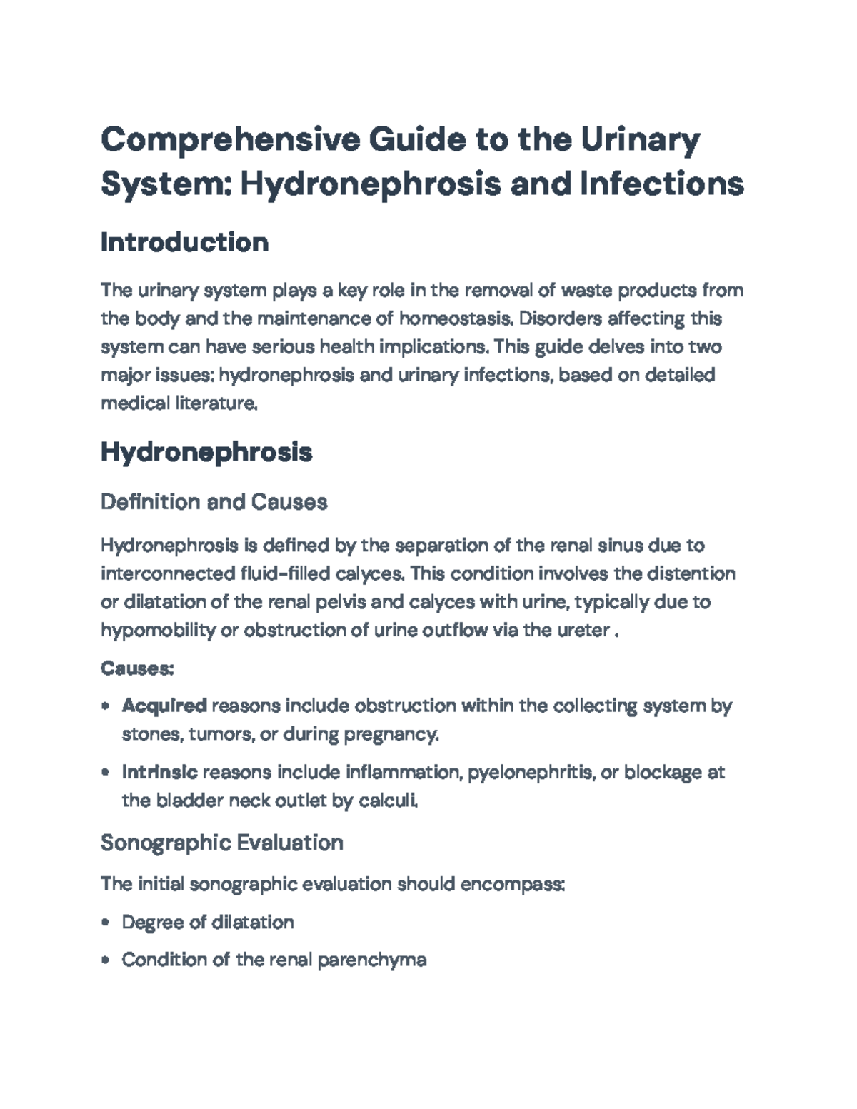 Comprehensive Overview of Hydronephrosis and Urinary Infections ...