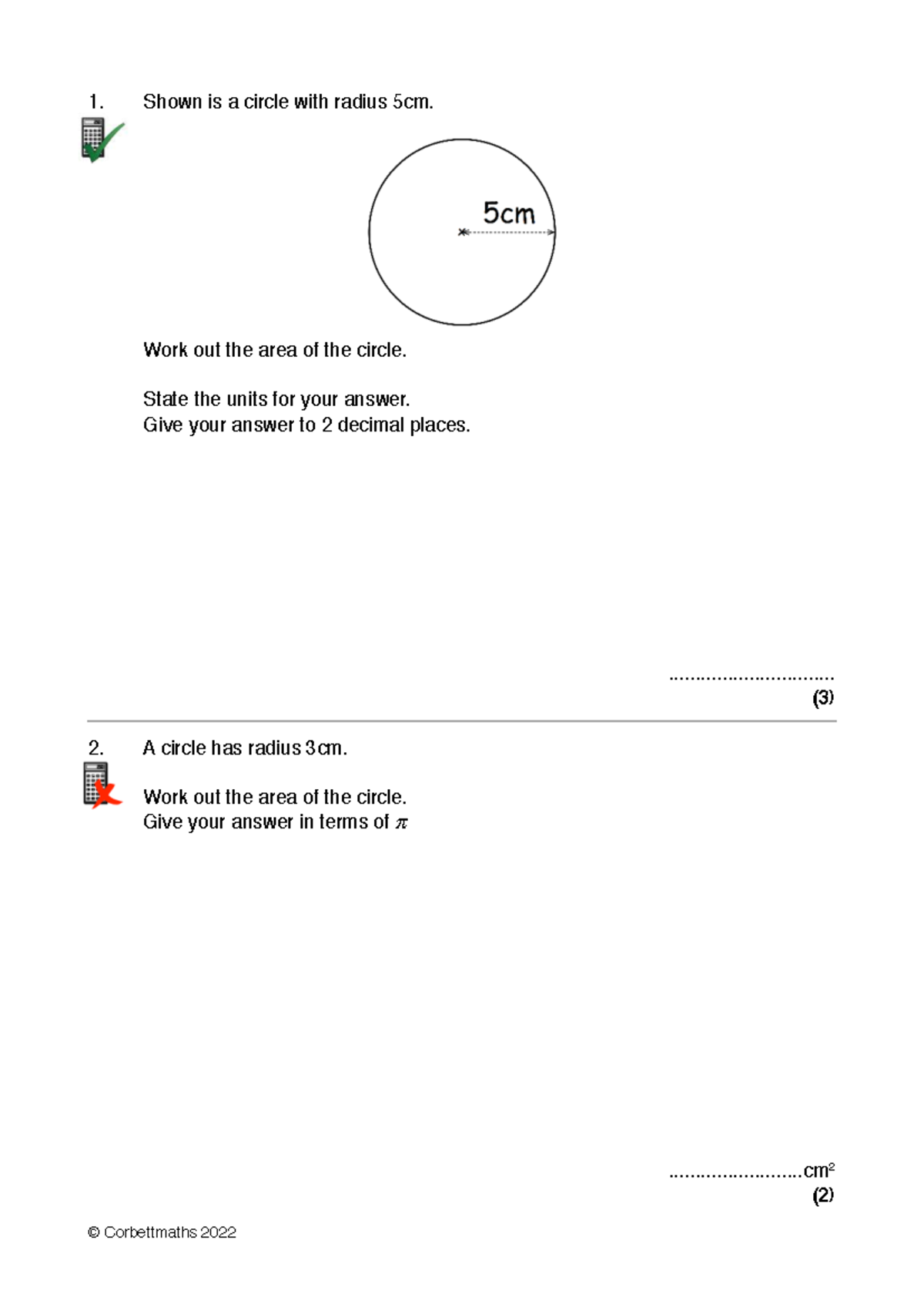 Area of a Circle Homework (Math 101) - Studocu