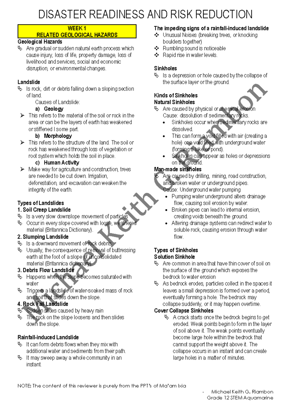 DRRR 12 STEM Aquamarine: Geological Hazards & Mitigation Strategies - Studocu