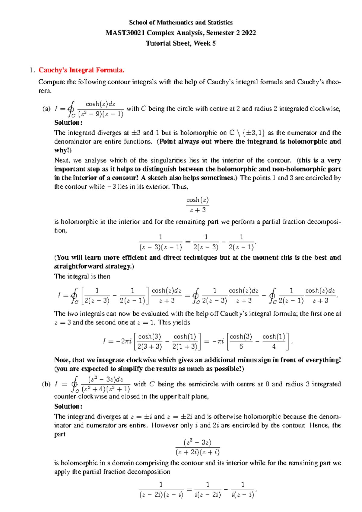 Tutorial Sheet Week 5 solutions - School of Mathematics and Statistics ...