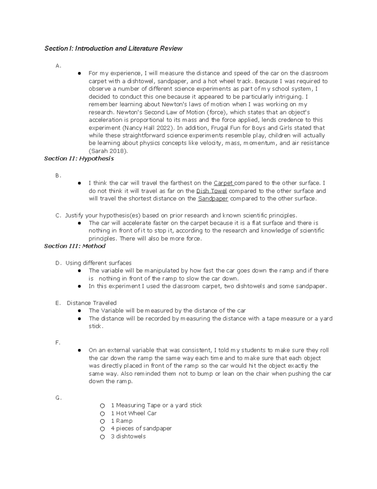 Science Lab Report: Laws of Motion with Hot Wheels Experiment - Studocu