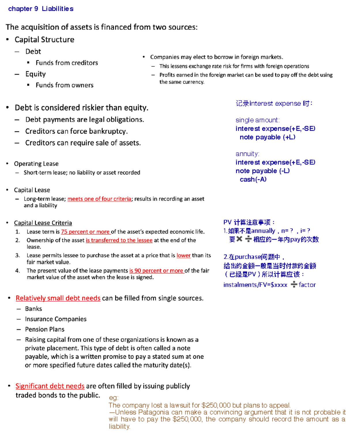 Acct2010 Final Review: Summary of Chapter 9 - Liabilities & Ownership ...