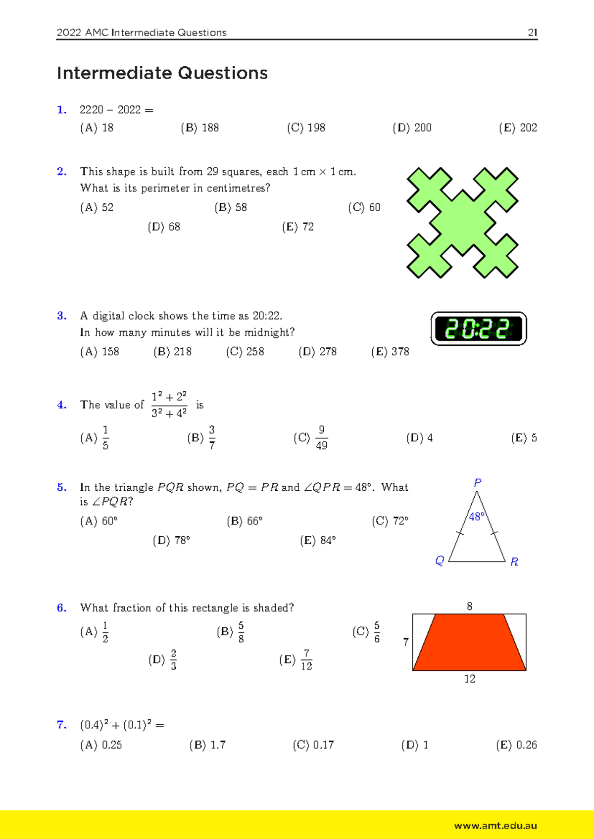 2022 AMC Intermediate Division Questions and Solutions - Studocu