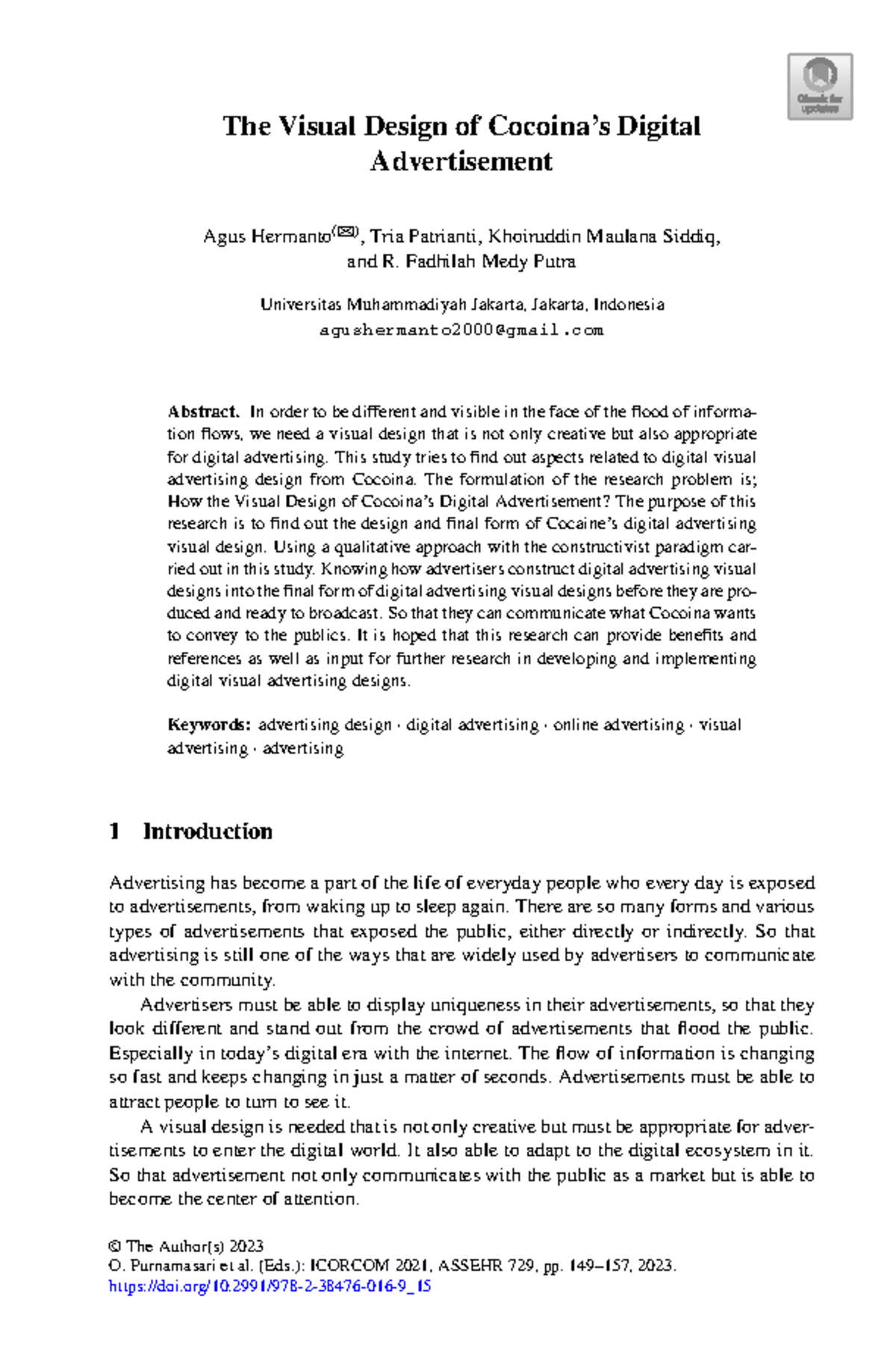 Visual Design of Digital Advertisement: A Study on Cocoina (B) - Studocu