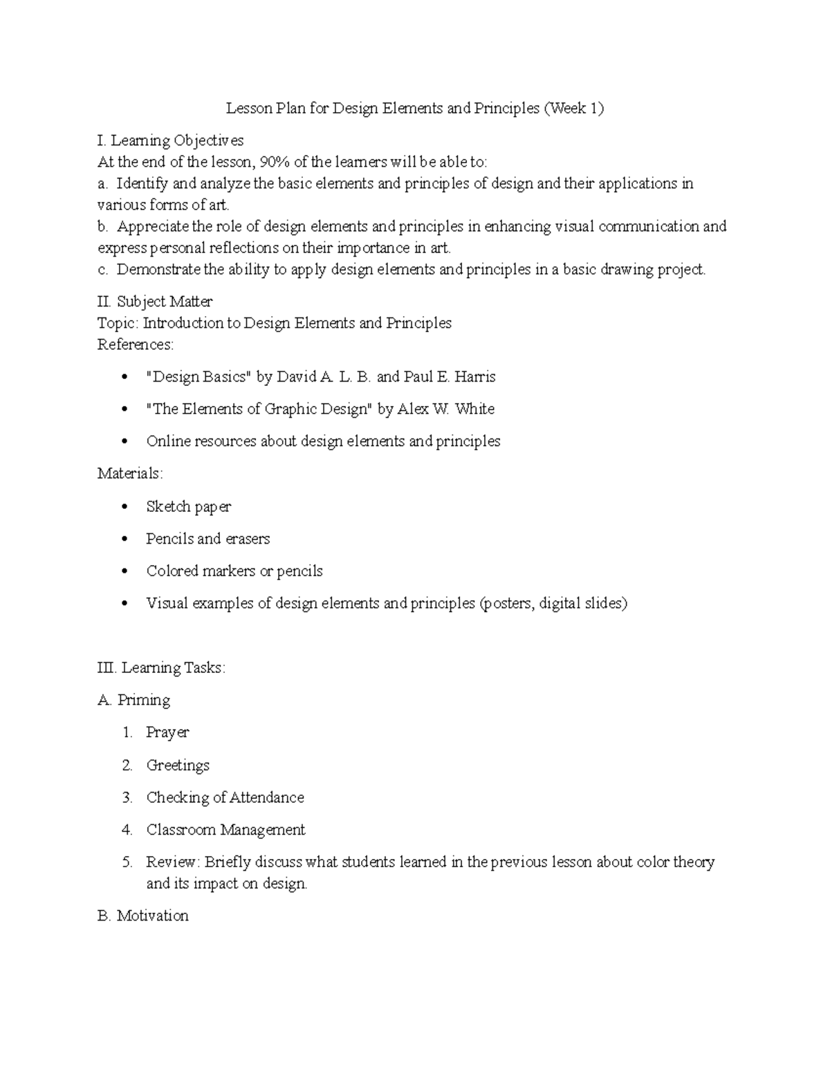 **Animation 2 Lesson Plan: Design Elements & Principles Overview ...