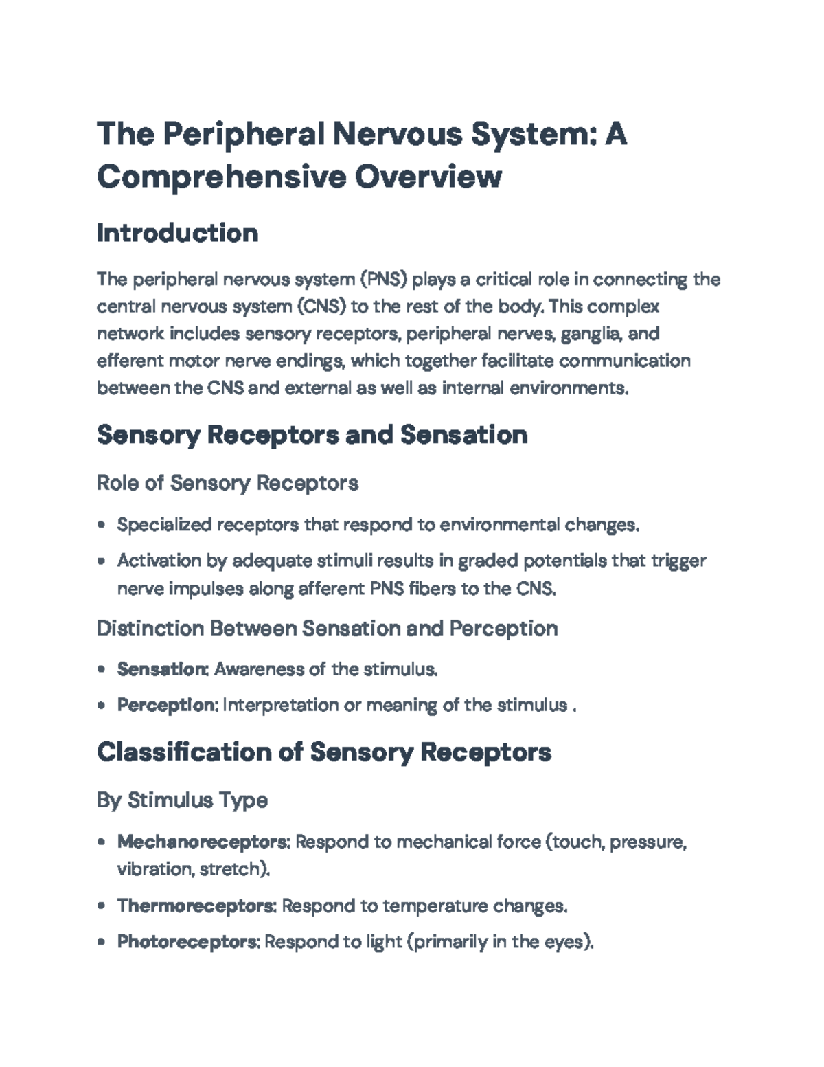 Peripheral Nervous System: Functions, Structure, and Reflexes Overview - The Peripheral Nervous ...