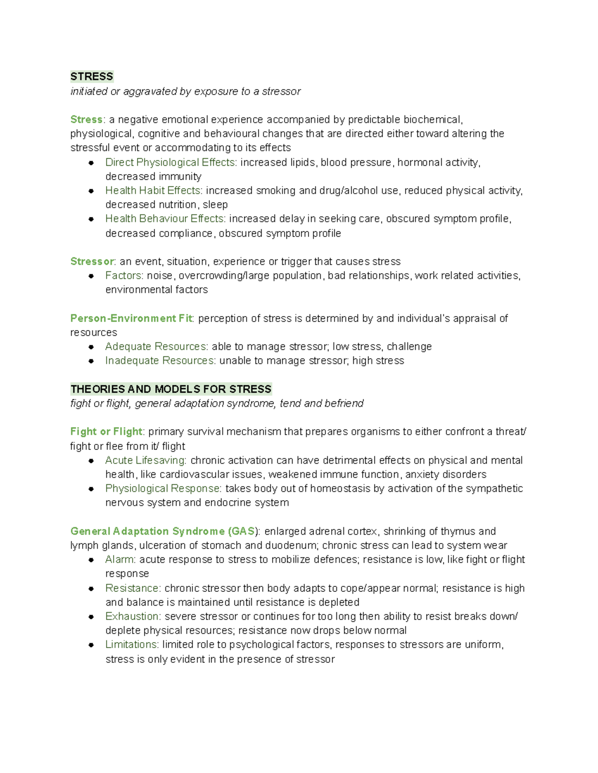Health Psych 6 & 7 Notes: Understanding Stress & Coping Strategies ...