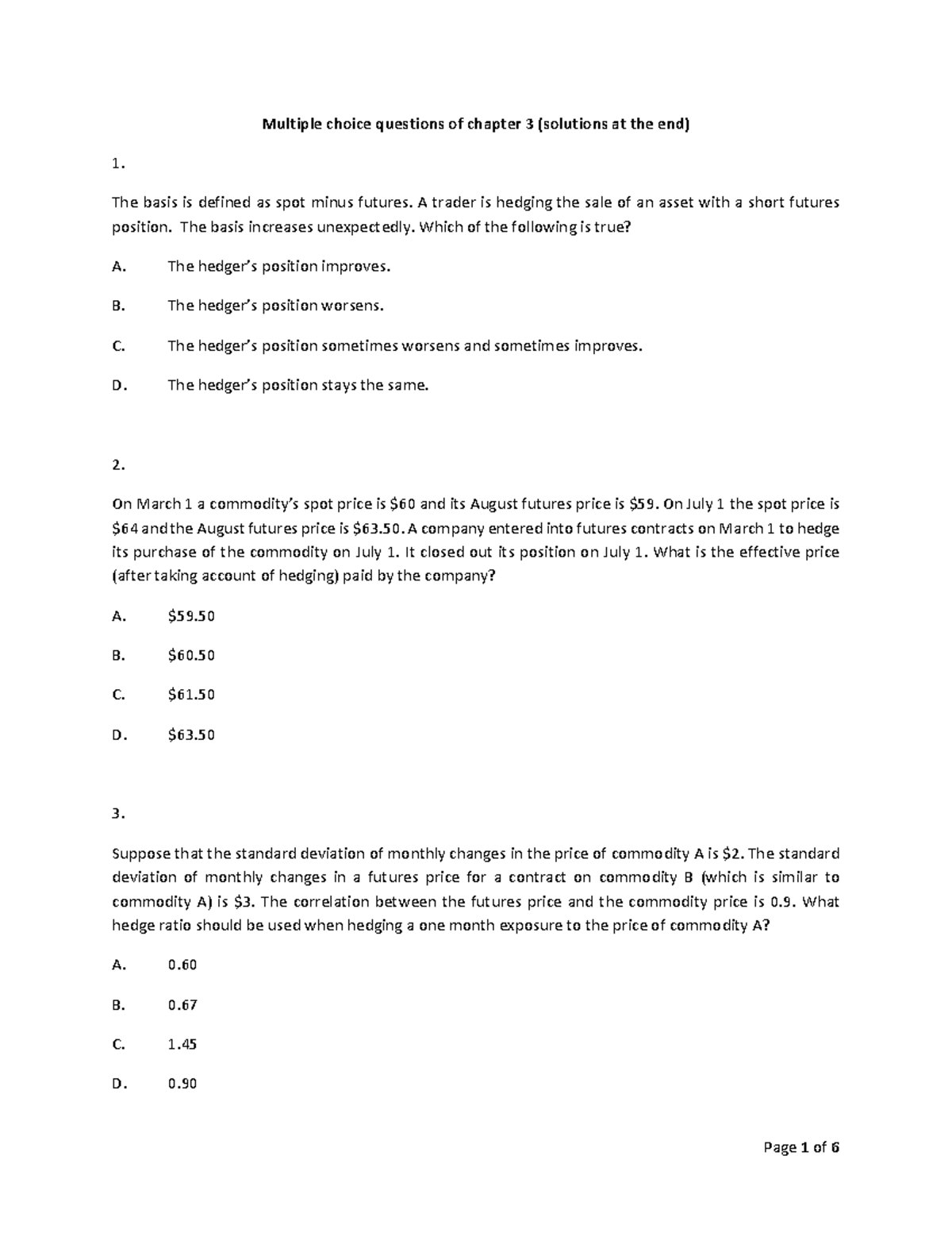 Choix Multiples Chapitre 3 - Solutions Incluses (Seance 3) - Studocu