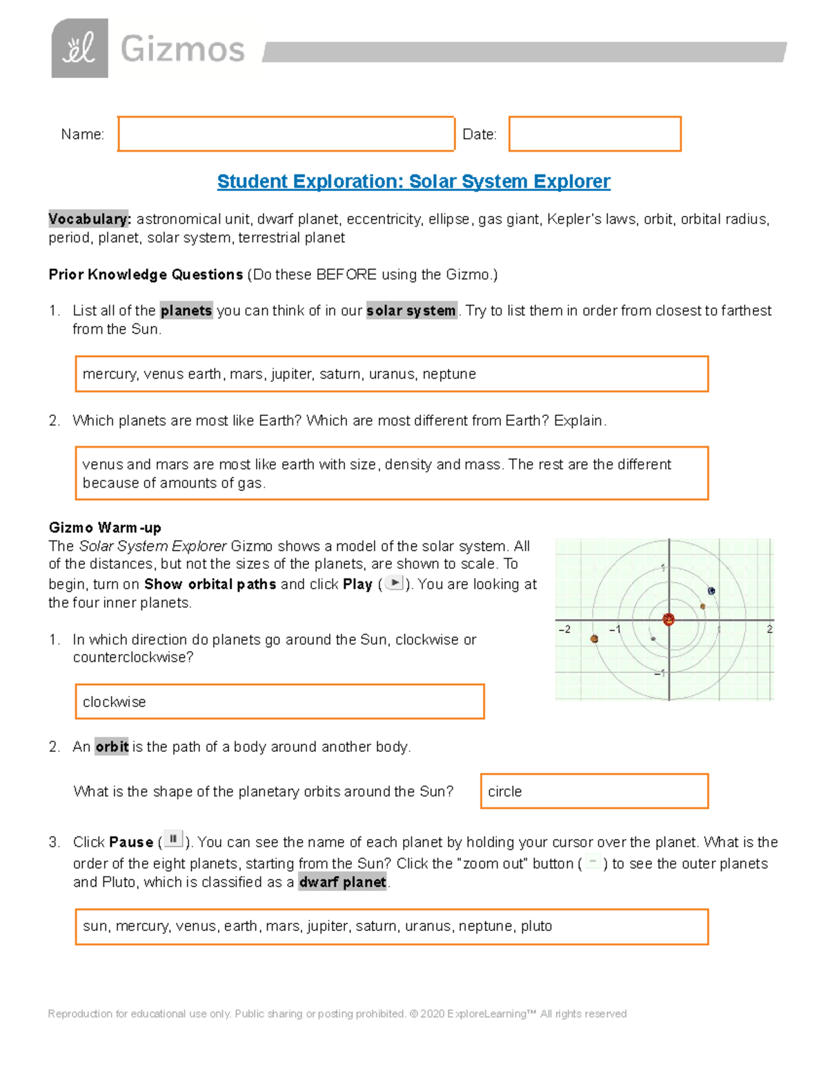 Solar system explorer gizmo activity notes for science 101 - Studocu