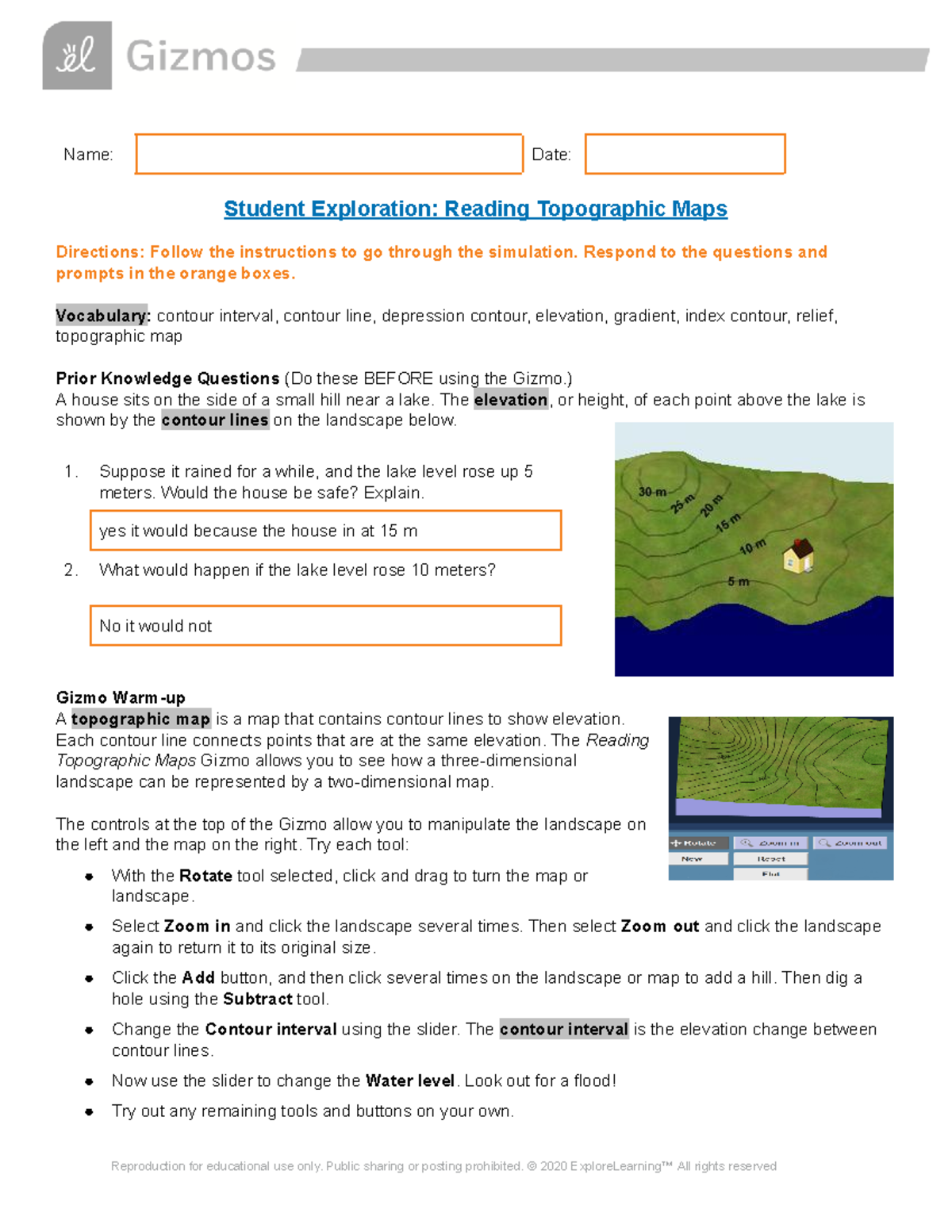 Topographic Maps Lab (6.10) - Exploring Elevation and Contours - Studocu