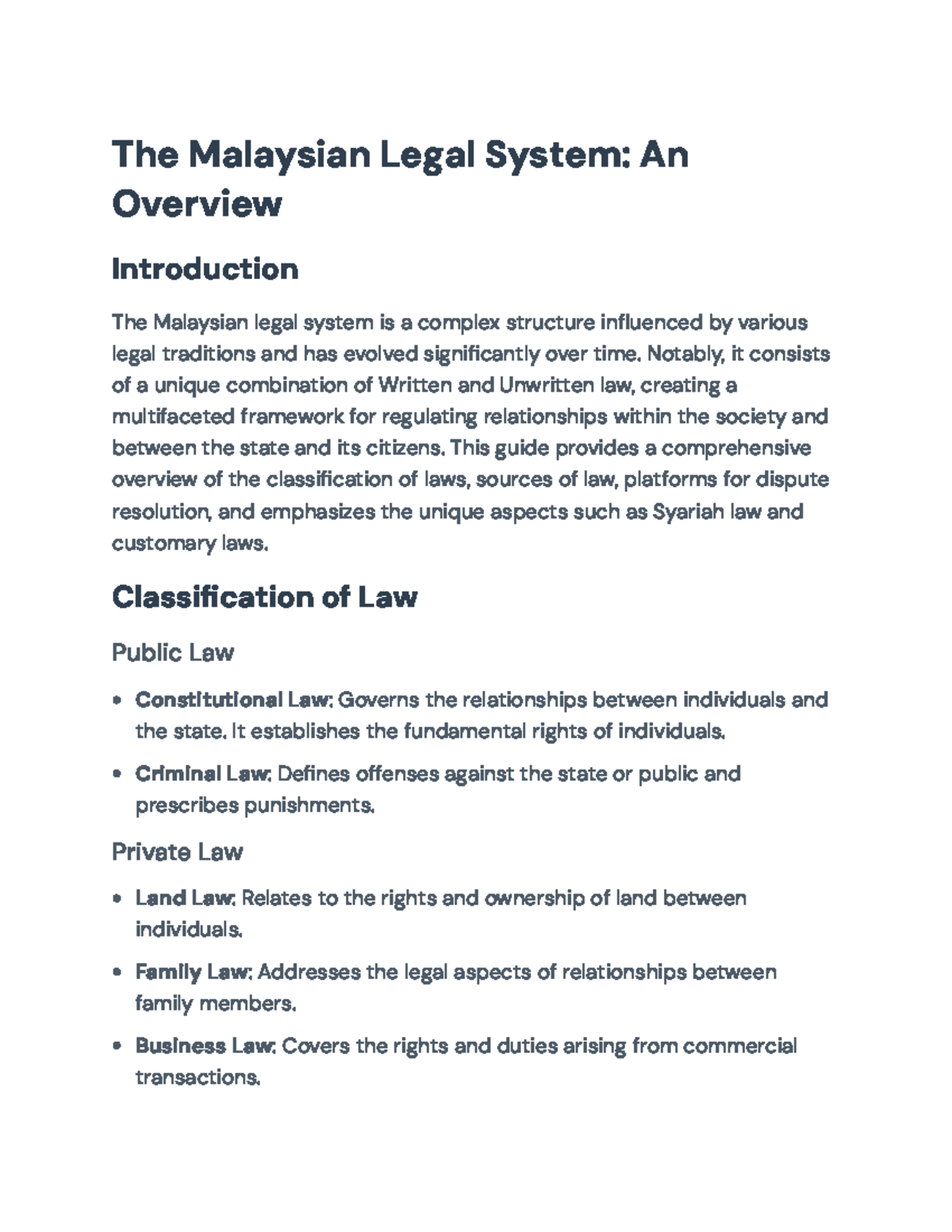 Overview of the Malaysian Legal System: Laws, Sources & Dispute ...