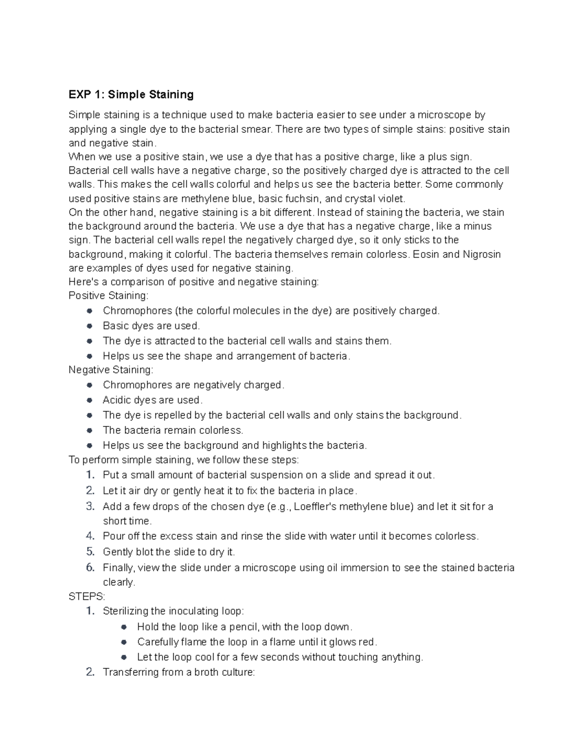 BIOL 240 Lab Experiments 1-3: Simple Staining & Bacterial Shapes - Studocu