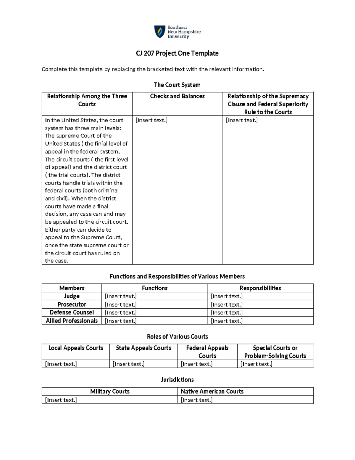 CJ 207 Project One: Understanding the U.S. Court System Structure - Studocu