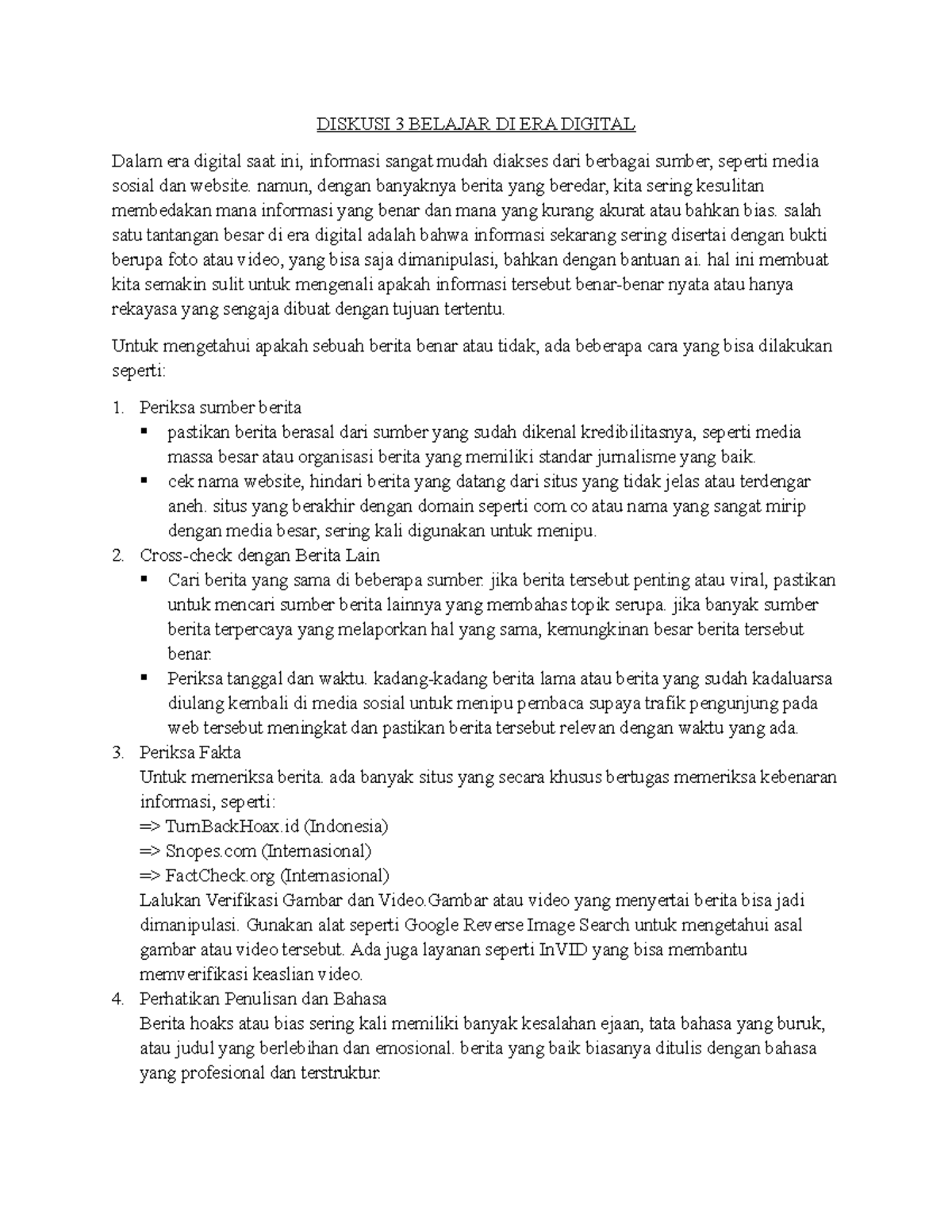 Diskusi 3: Memahami Informasi di Era Digital - Studocu