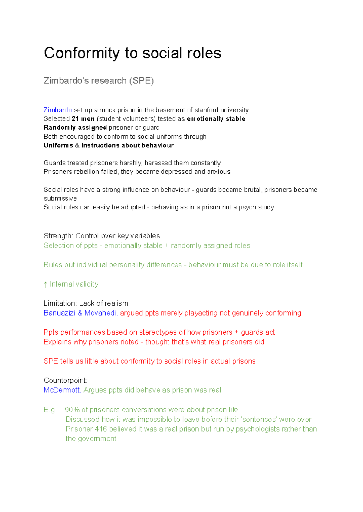 Conformity to social roles - Zimbardo's Research - Conformity to social ...