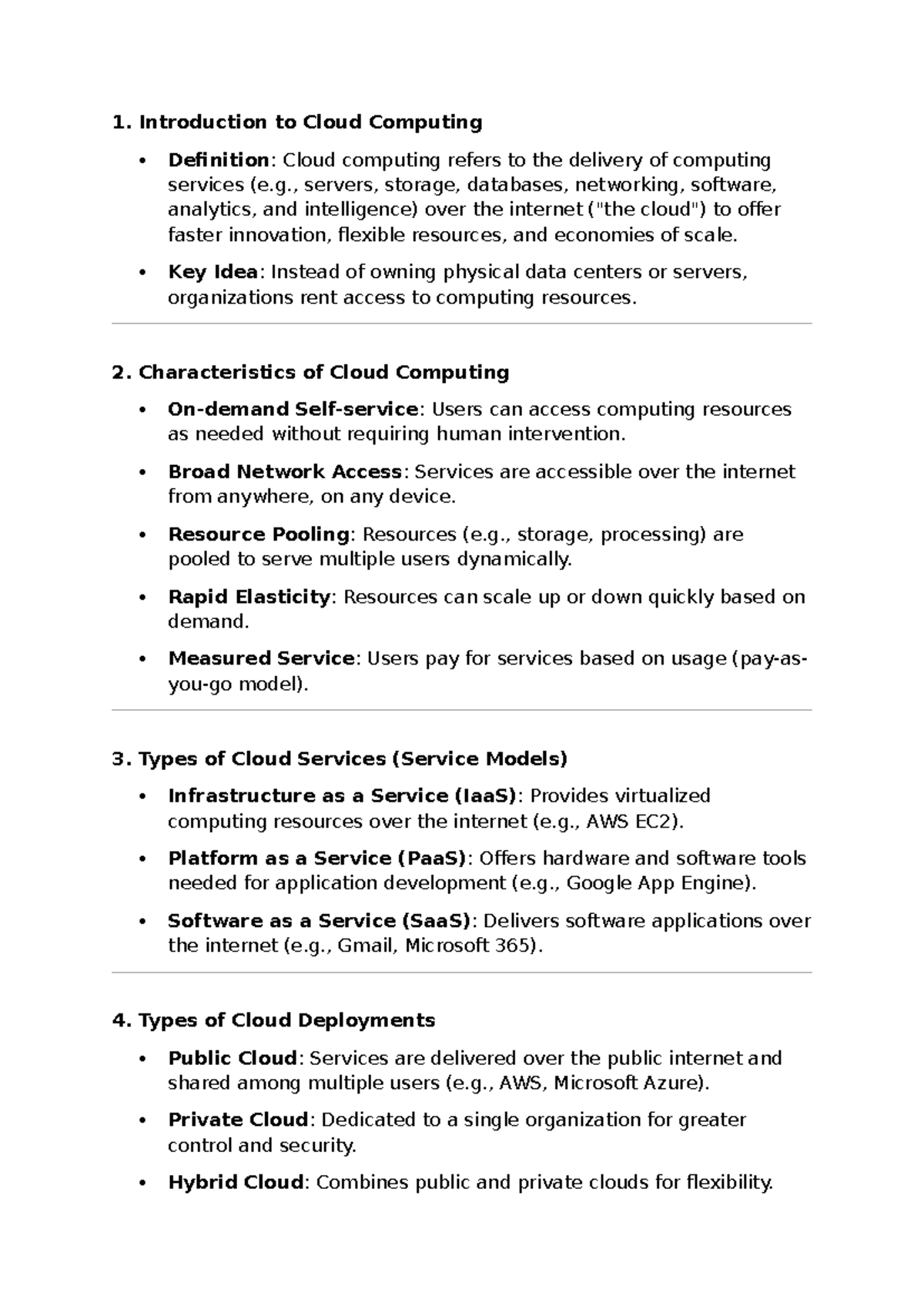 Unit 1 Cloud Computing - Comprehensive Point-wise Summary - Studocu