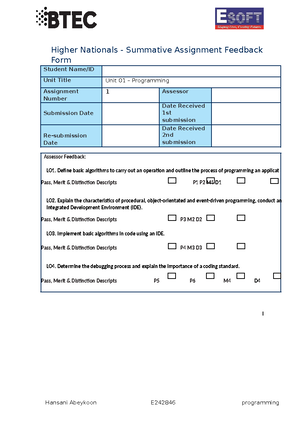 Unit 02 Networking Assignment Feedback & Resubmission Guidelines - Studocu