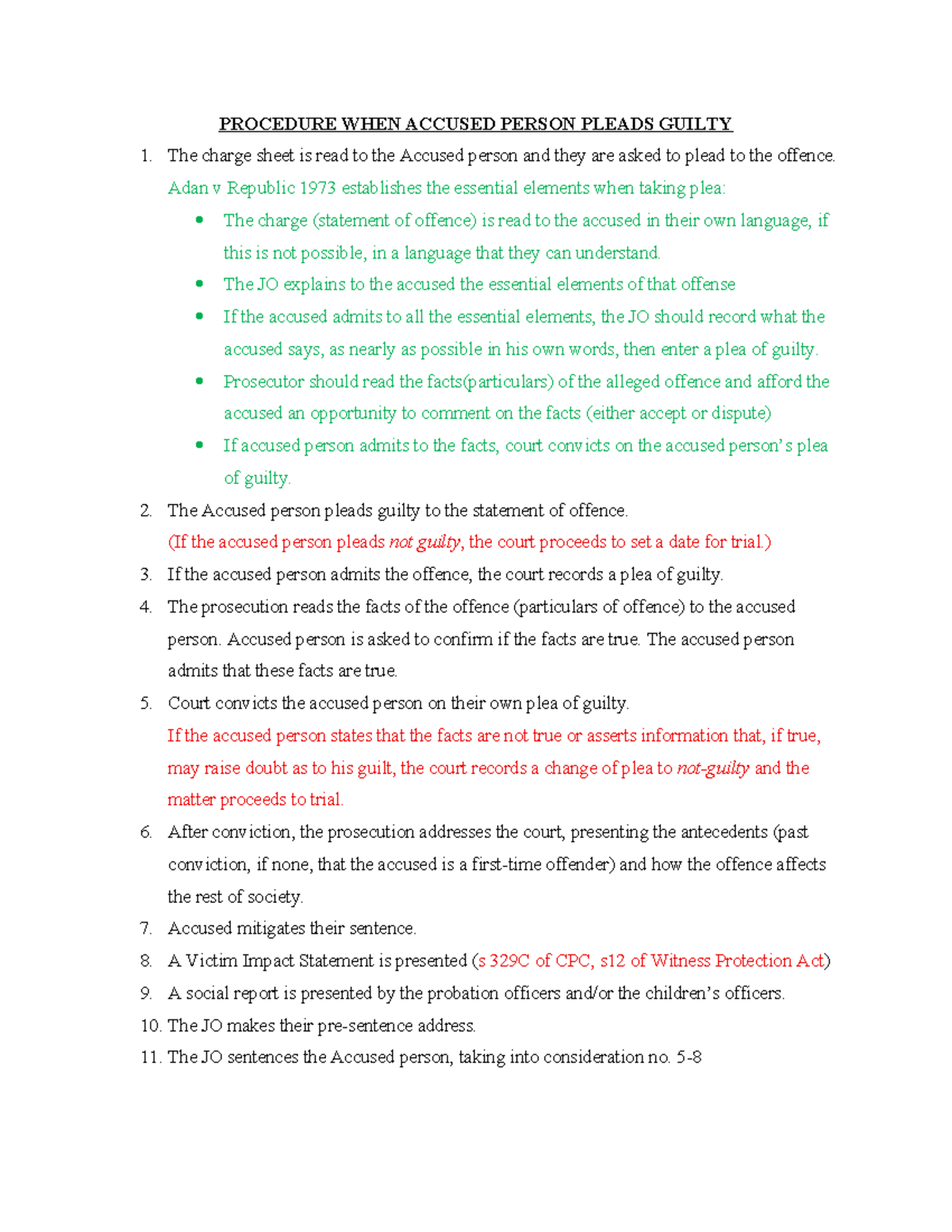 Procedure for Accused Person Pleading Guilty: Key Steps Explained - Studocu