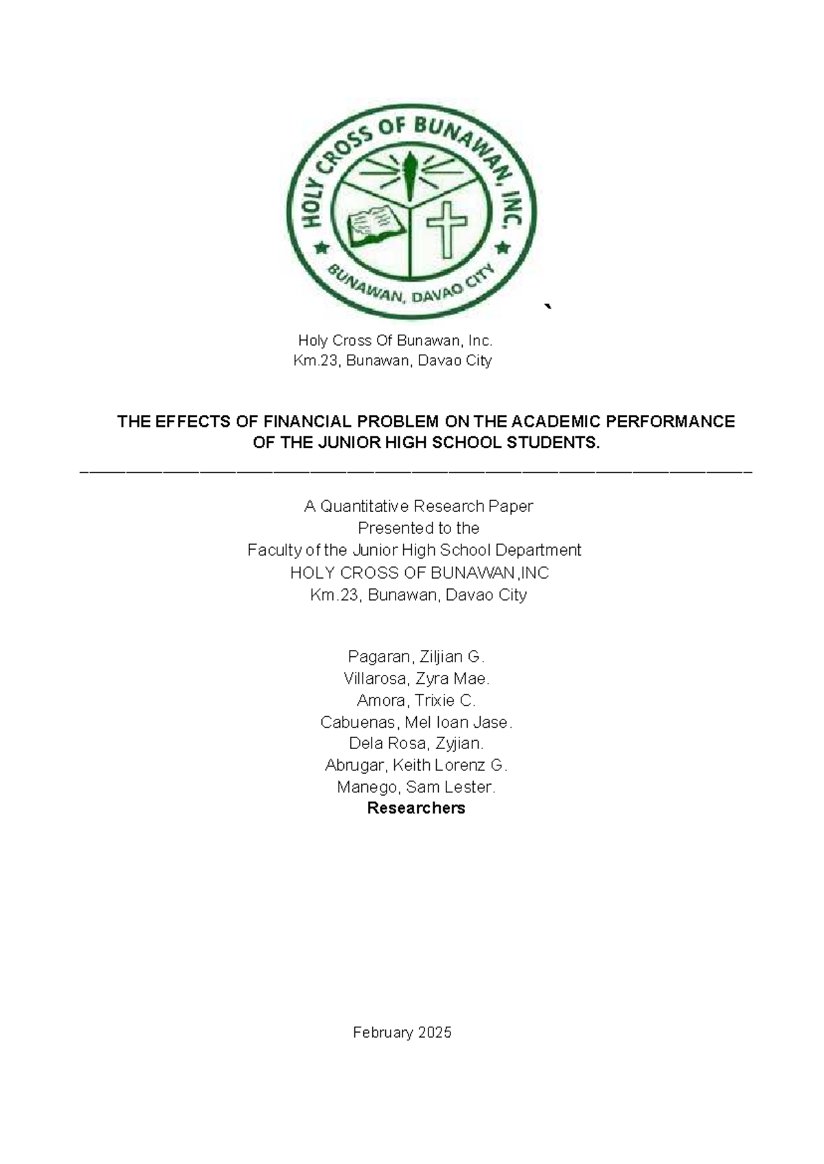 The Effects of Financial Problems on Junior High Academic Performance ...