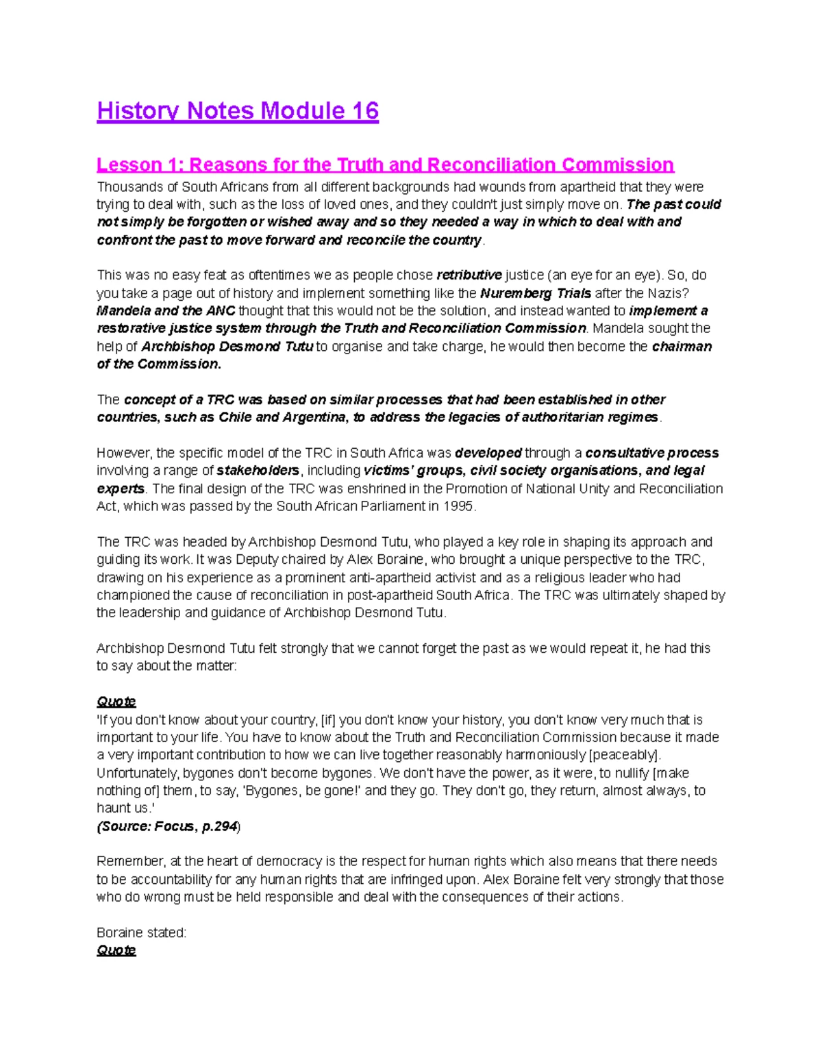 TRC History G12 - Significance and Impact of the Truth and ...