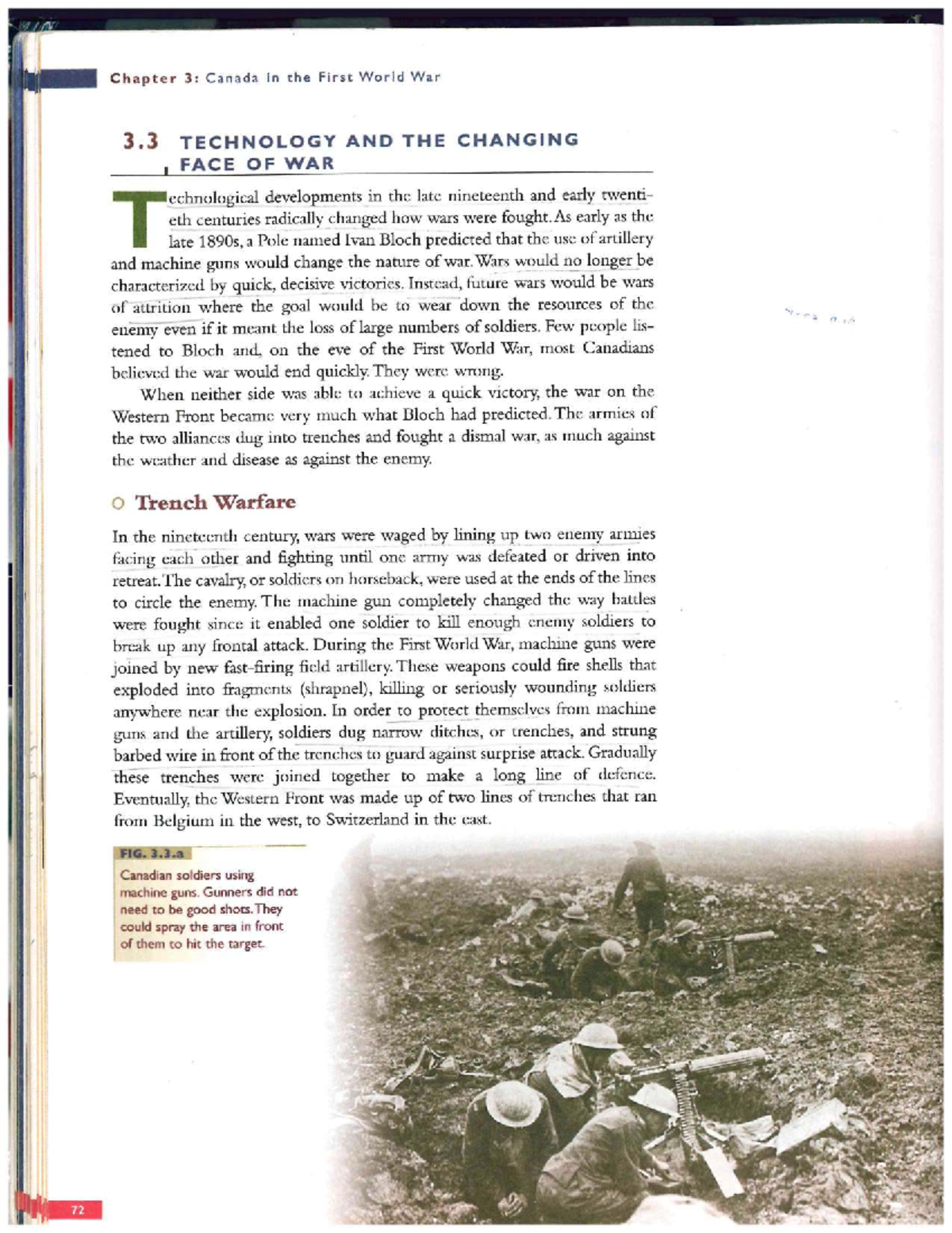 Chapter 3.3: Technology and Trench Warfare in WWI - Canada - Studocu