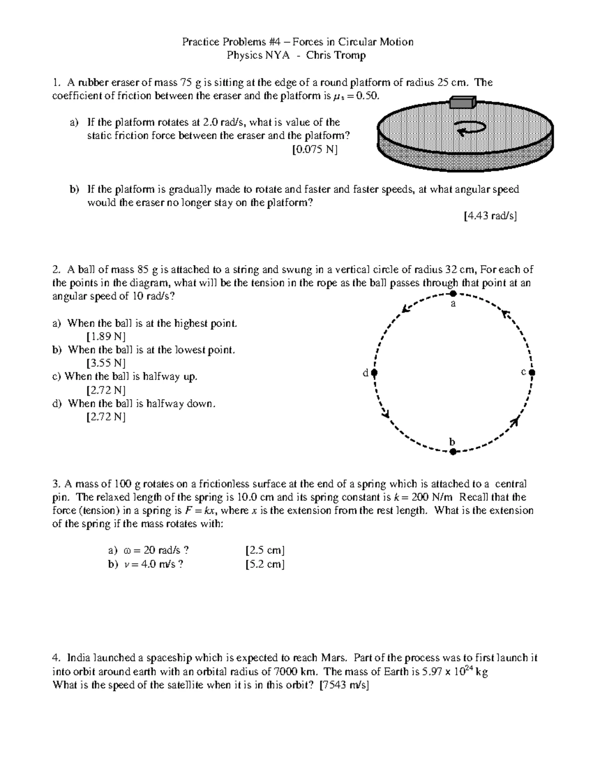 Sample Final Exam Physics 203-NYA-05 Mechanics Overview - Studocu