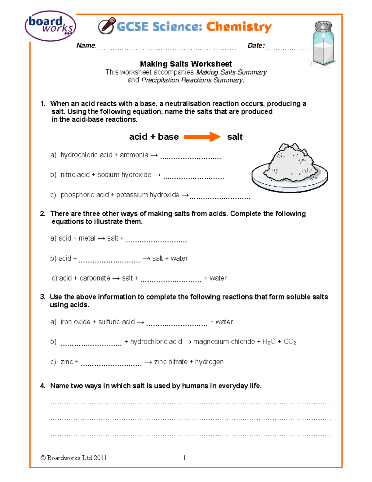 408233270 Making Salts Worksheet 1452167307 - - Studocu
