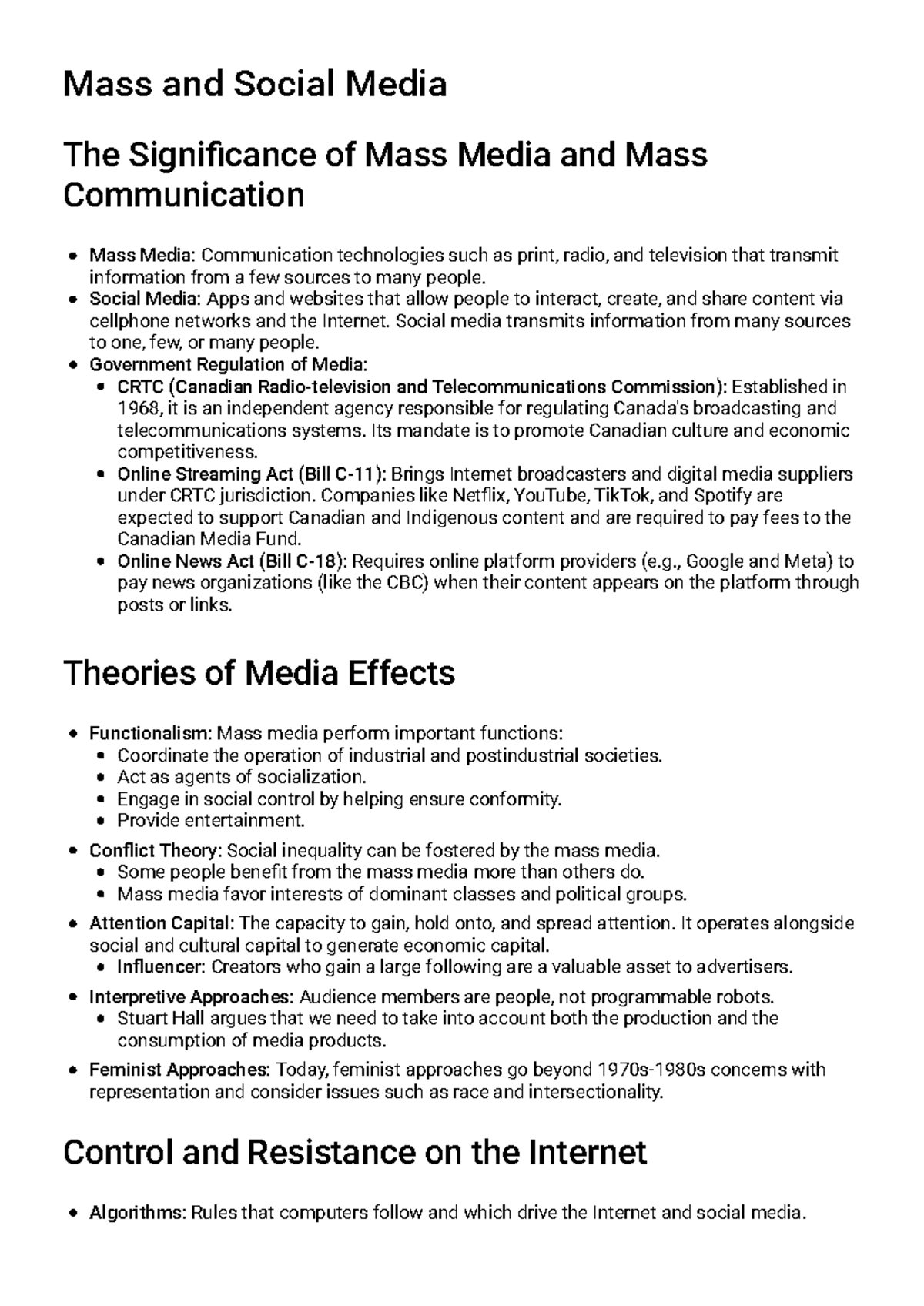 Mass and Social Media: Study Guide for Understanding Media Impact - Studocu