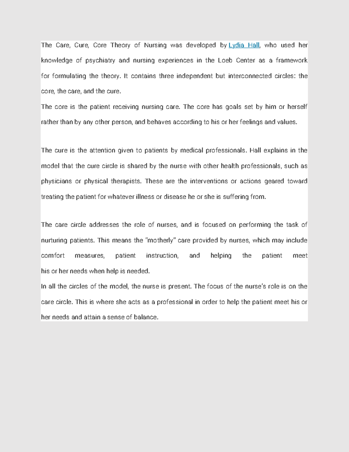 The Care, Cure, Core - notes 2024 - The Care, Cure, Core Theory of ...