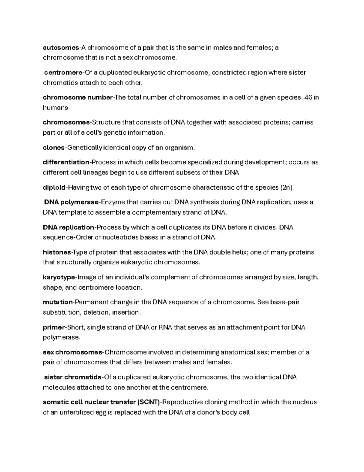 Bio 189 Final Exam Study Guide: Chromosomes, DNA, and Inheritance - Studocu