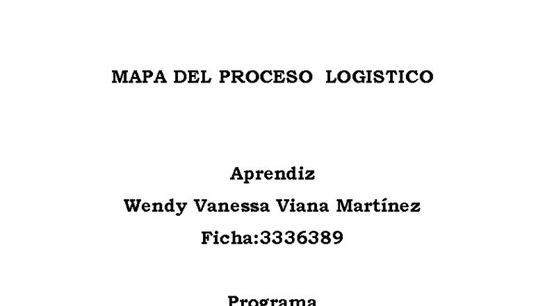 MAPA DEL PROCESO LOGISTICO - LOG 101 - Aprendiz Wendy Viana - Studocu