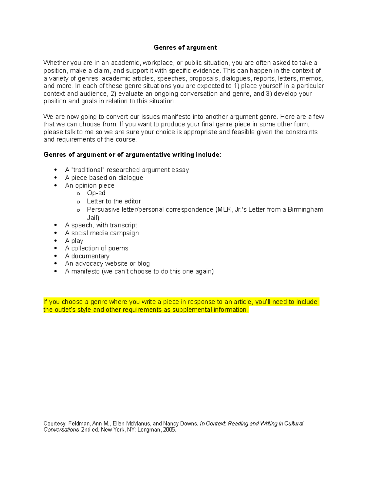 Genres of Argument: Exploring Various Argumentative Writing Forms - Studocu