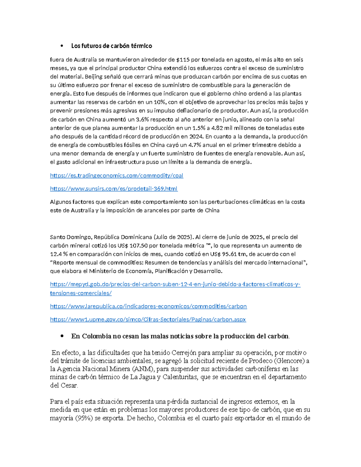 Futuros del Carbón Térmico: Análisis de Mercado y Tendencias 2025 - Studocu