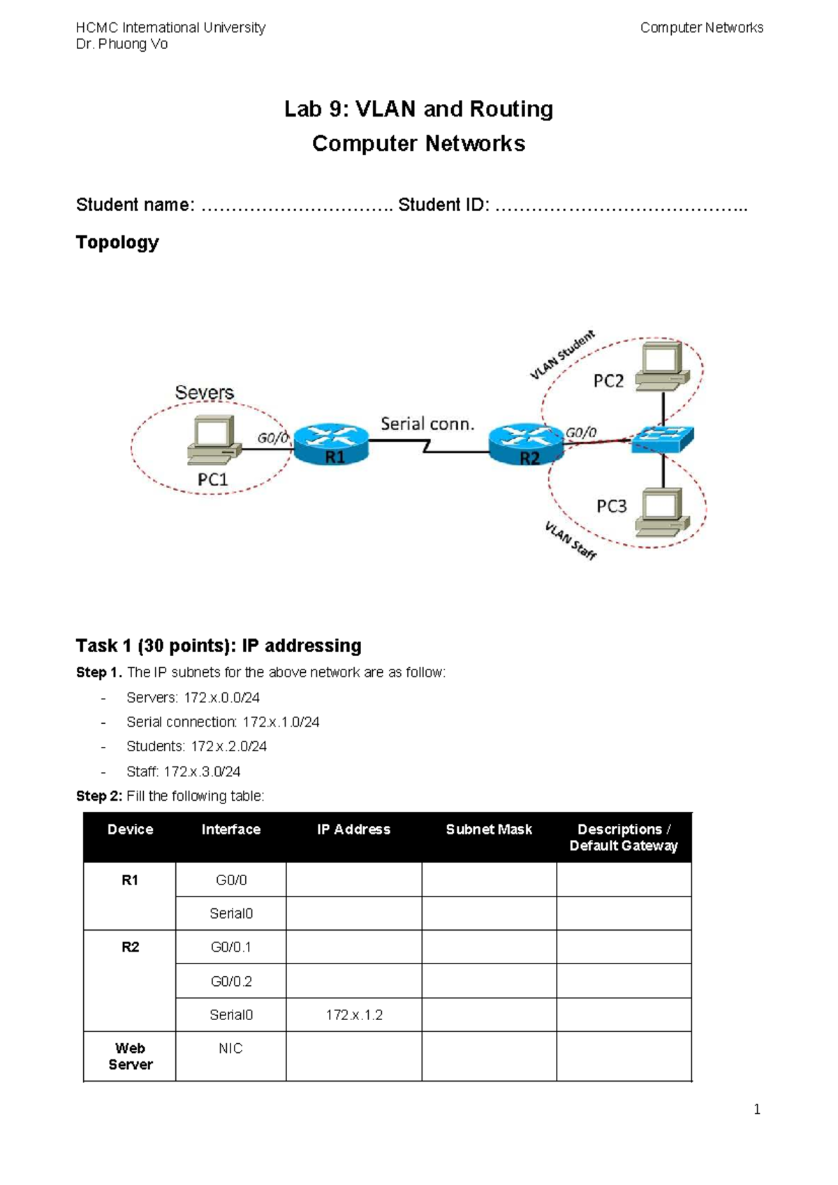 Lab 9: VLANs and Routing - Computer Networks (HCMC) - Studocu