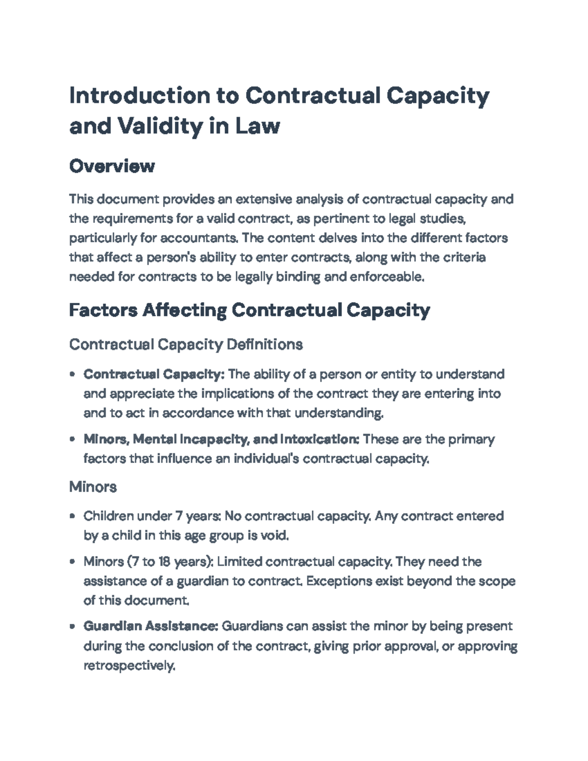 Contractual Capacity and Validity in Law for Accountants - Introduction ...