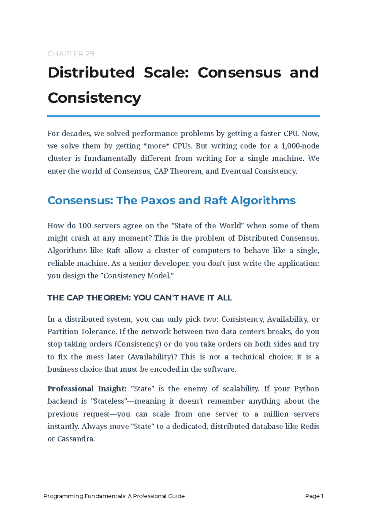 CHAPTER 29: Distributed Scale - Consensus & Consistency (QL6t) - Studocu