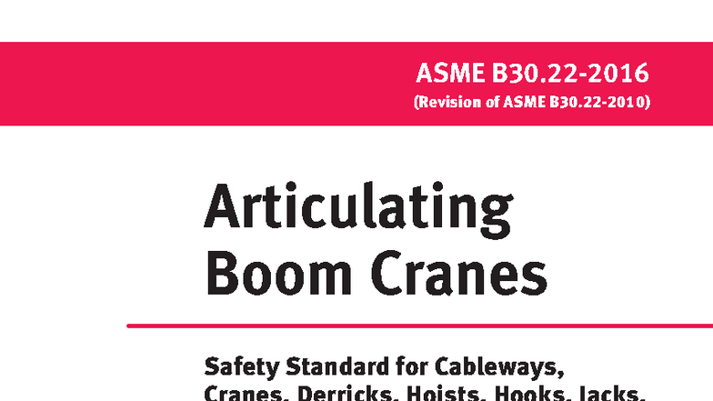 ASME B30.22-2016: Safety Standard for Articulating Boom Cranes - Studocu