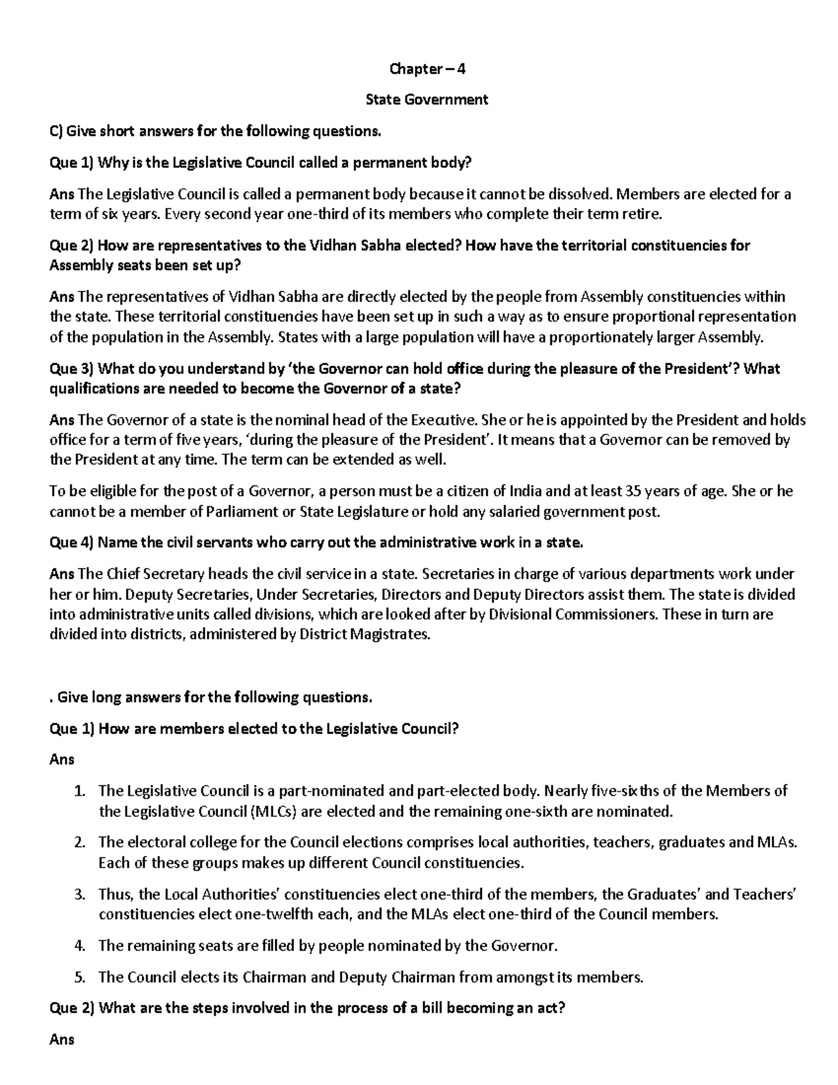 Chapter 4: State Government - Key Concepts and Functions - Studocu