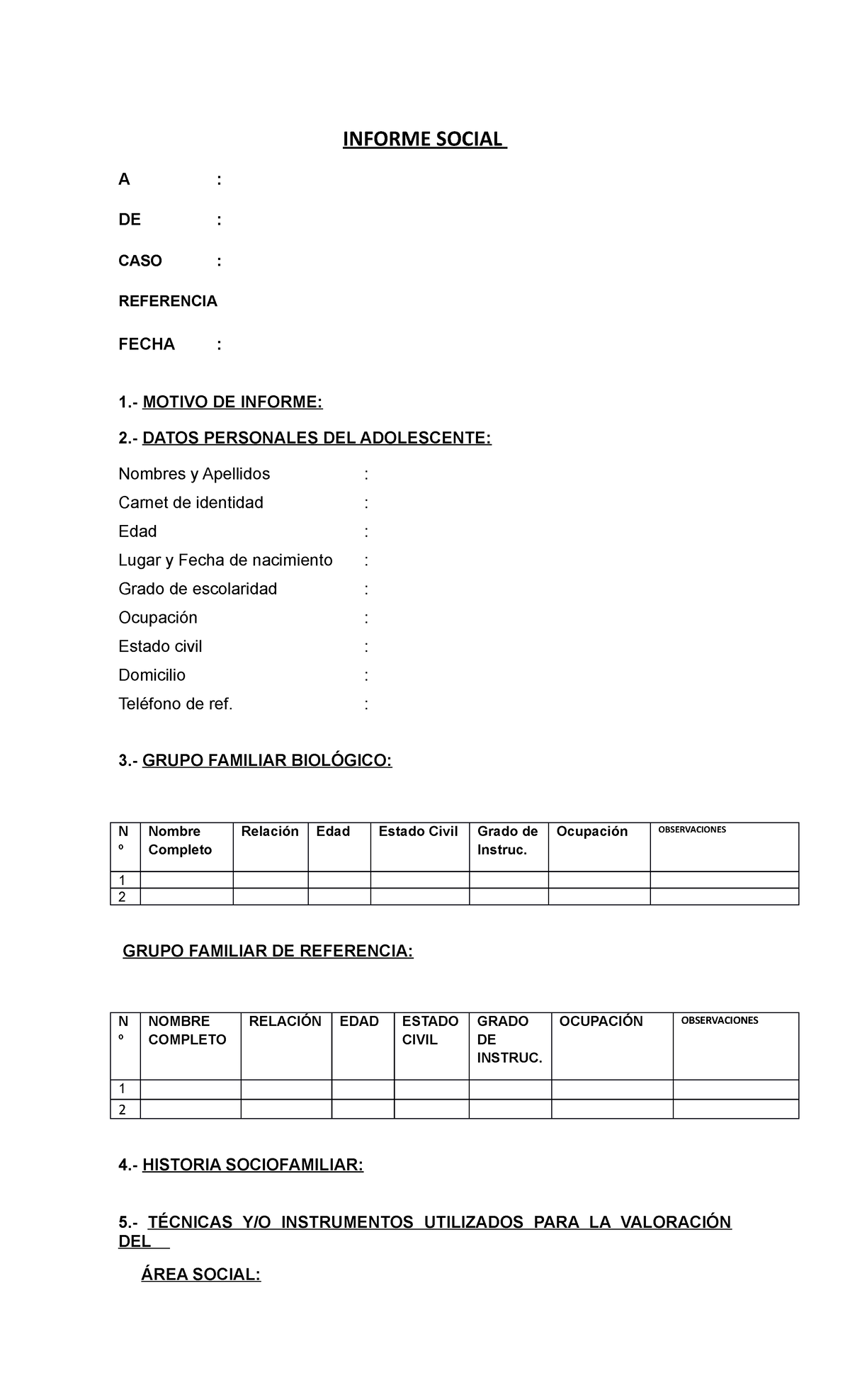 Modelo DE Informe Social - INFORME SOCIAL A : DE : CASO : REFERENCIA ...