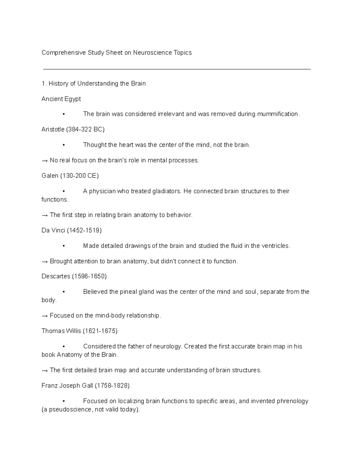 Neuroscience 101: Comprehensive exam review notes on brain functions ...