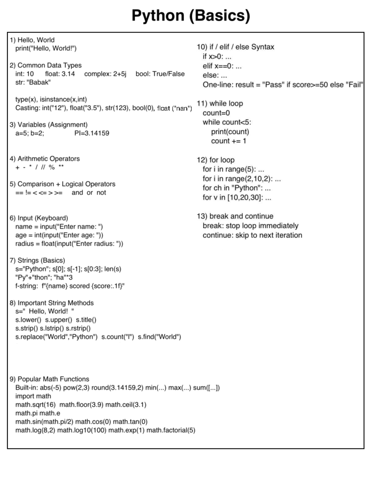 EECS1540-Quiz03-Python Basics Study Guide - Studocu