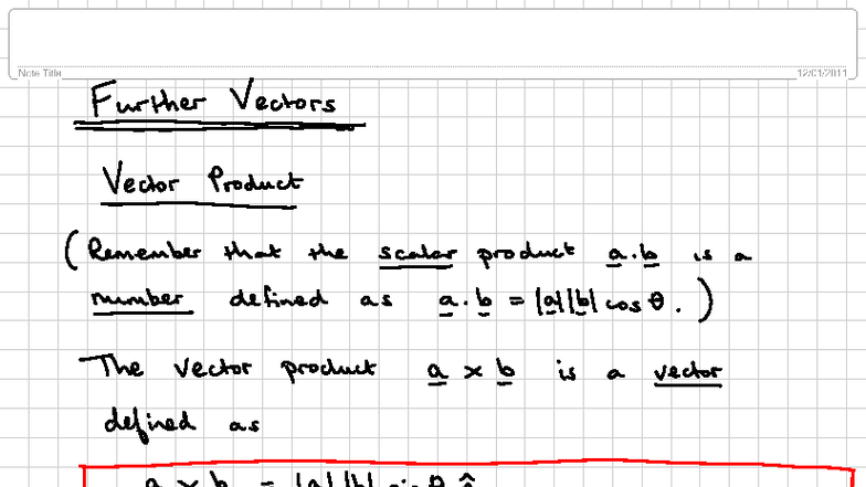 Notes on Vectors: Vector Product and Applications (104161) - Studocu