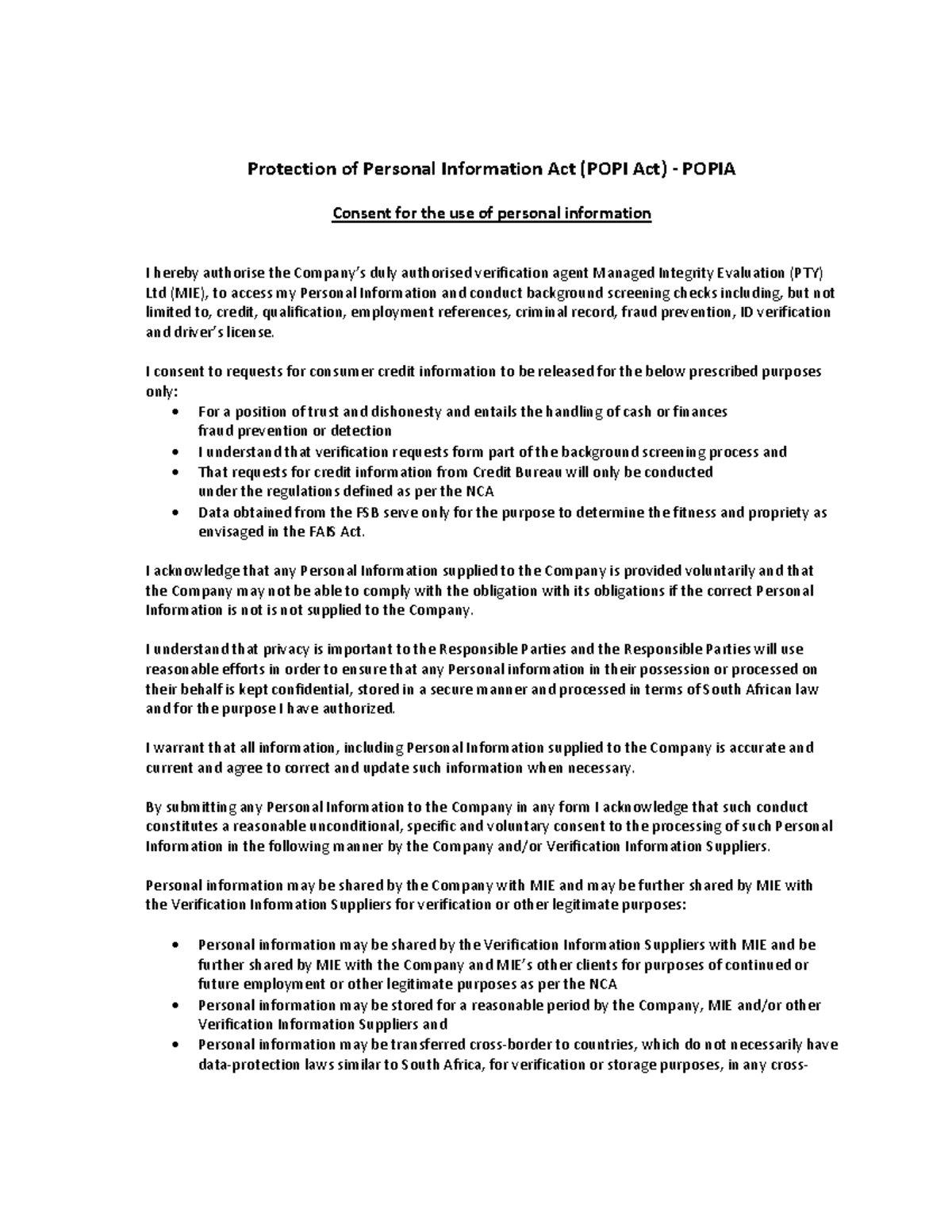 POPI - notes, assignements. - Protection of Personal Information Act ...