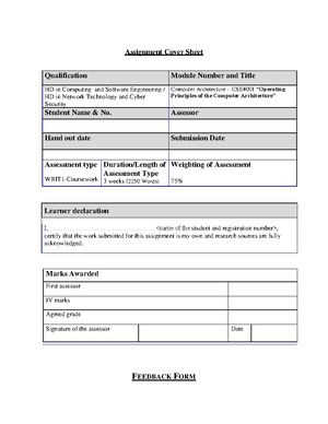 [Solved] 1 Identify and recommend types of computer systems CPU - Computer Architecture (CSE4001 ...