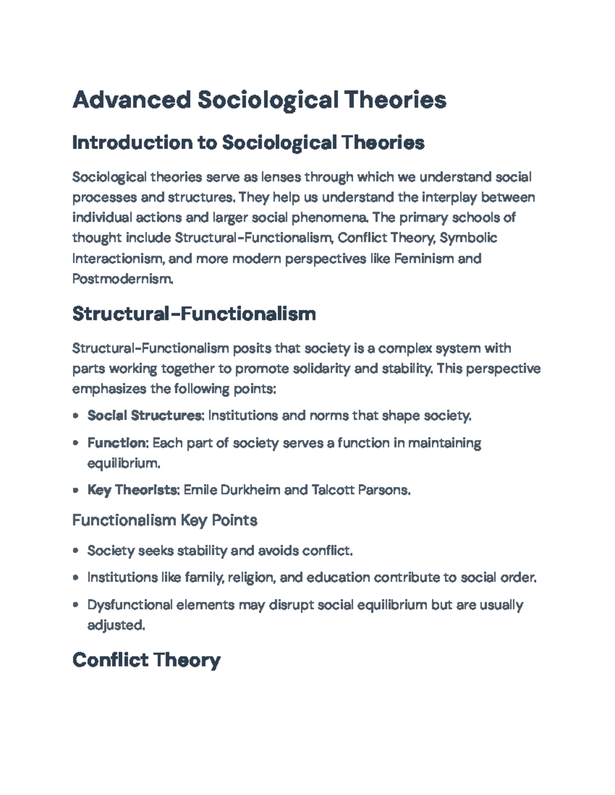 Sociological Theories Overview: Structural, Conflict, and ...