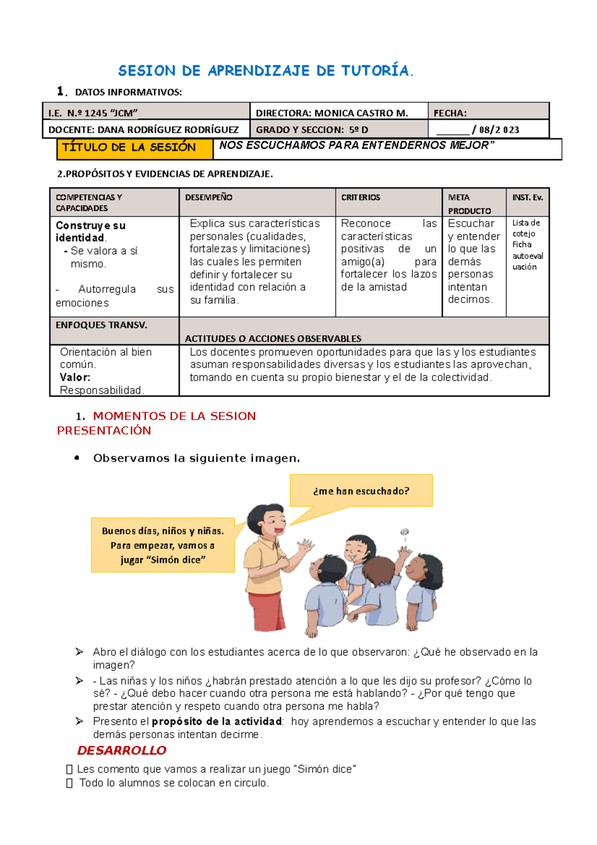 Título: Tutoría 5º D: Nos Escuchamos para Entendernos Mejor Session ...